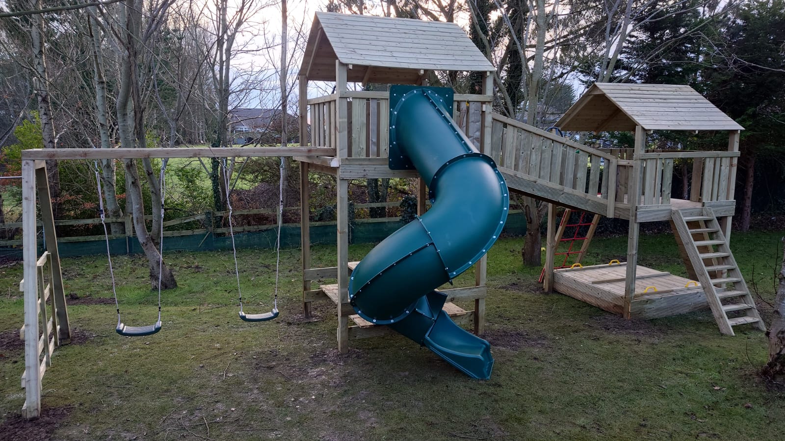 All Out Play Towers Wooden Climbing frame - O Rourke Playscapes ...